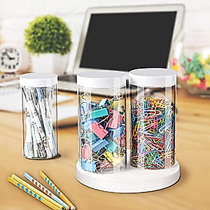 PLastic jars with lids 32 OZ & 16 OZ 24 Pcs Clear Plastic Storage Jars Containers with Airtight White Plastic Screw On Lids Cylinder Large Round Jars Easy Clean for Household and Kitchen Organizing