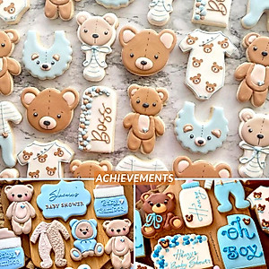 Teddy Bear Cookie Cutter Set - 4 Pieces Teddy Bears Plastic Biscuit Cutter for Kitchen Baking