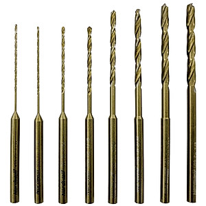 NordWolf 8-Piece M35 Cobalt Multi-Purpose Drill Bit Set, with 1/8" Straight Round Shank for Rotary Tools, SAE Sizes 1/32"(x2)-3/64"-1/16"-5/64"-3/32"-7/64"-1/8" in Storage Case