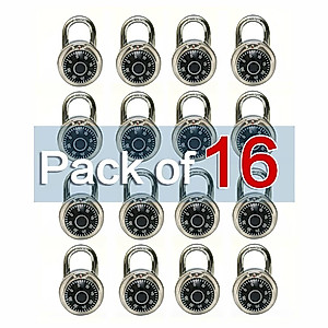 LanuBe Lock Standard Dial Combination Lock, 2 in. Wide, with Different Combinations, Black Turnplate, Pack of 16; Lock for School, Employee, Gym & Sports Locker, Case, Toolbox, Fence and so on