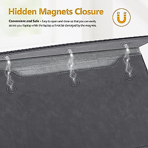 HYZUO 15-16 Inch Laptop Sleeve Compatible with MacBook Pro 16 M2/M1 Pro/Max A2780/A2485/A2141 2019-2023, MacBook Pro Retina 15 2012-2019, Faux Suede Leather Case with Pouch, Space Gray