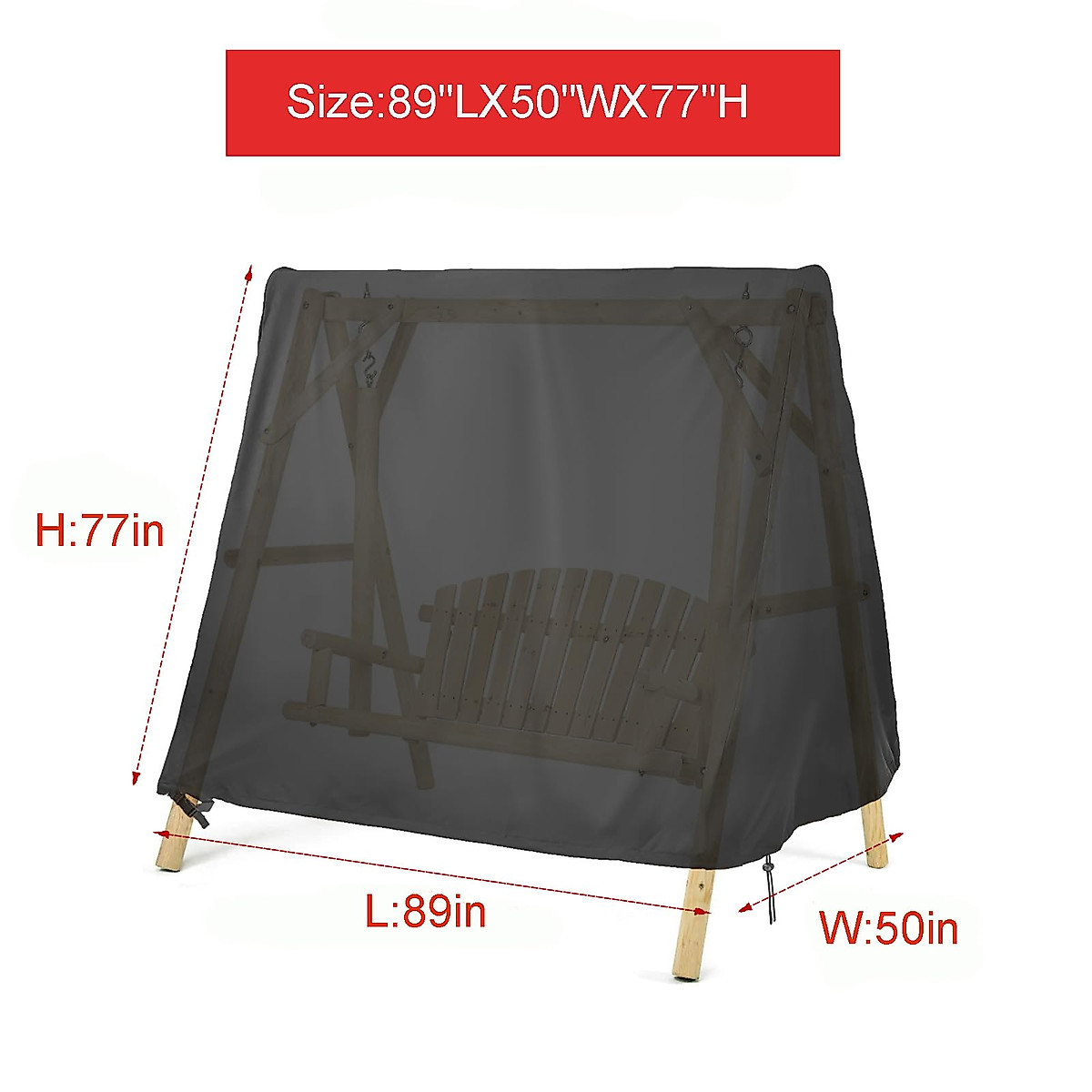 Kasla Outdoor Swing Cover,Patio Swing Cover,Swing Cover for Outdoor Furniture Porch Cover Glider Hammock Cover Waterproof -89" L×50" W×77" H