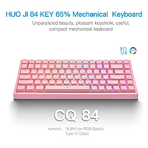 CQ84 Mechanical Keyboard Blue Switch RGB Backlit Wired Gaming Keyboard 84 Keys for Windows Desktop Laptop Gamer Office