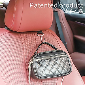 QUIDAOSO Car Purse Holder Hook, Car Seat Headrest Hooks for Purses and Bags Cute, Metal Adjustable Hidden Hooks for Handbag, Hanger Storage Organizer, Heavy Duty 100 lbs. (P1)