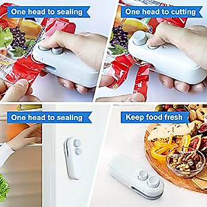 TYHJOY Mini Bag Sealer, 2 in 1 Chip Bag Sealer For Snacks, Rechargeable Handheld Plastic Bag Resealer, Mini Sealing Machine for Keep Food Chips Cookies Fresh - White