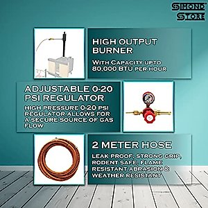 Propane Single Burner (MS) For Propane Forge and Melting Furnace Blacksmith Tool Pack Includes Valve, Hose & Regulator