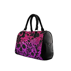 Day of the Dead Sugar Skull Print Womens PU Leather Handbag Top Handle Barrel Design Satchel Shoulde Bag Lady Purse