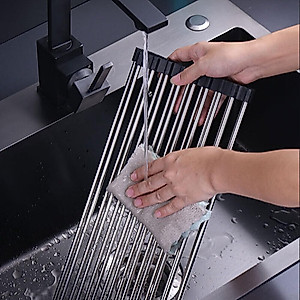 18x15 Roll up Sink Drying Rack Over The Sink Multipurpose roll-up Dish Drying Rack Kitchen Stainless Steel Sink Drain Rack Roll Up Dish Rack Food Drying Mat roll-up Dish Drying Rack