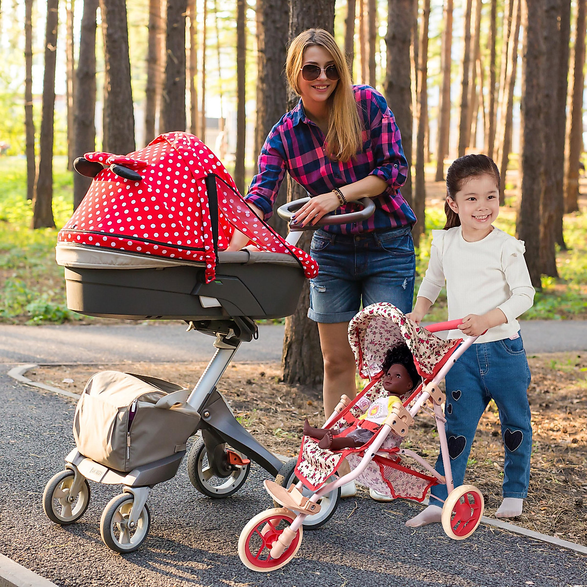 Baby Doll Stroller for Dolls | Play Toy Doll Stroller for Toddlers 3 Year Old Girls Gift | Push Pram Baby Stroller for Dolls, Babydoll Stroller Jogger Baby Carriage for Dolls (Quality Floral Print)