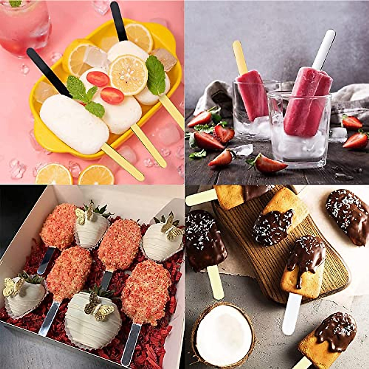 iHomeSet 30 Pcs 4.5 Inch Acrylic Popsicle Stick Reusable Cakesicle Sticks Mini Mirror Ice Cream Sticks for Candy Ice Creamsicle DIY, Multicolor