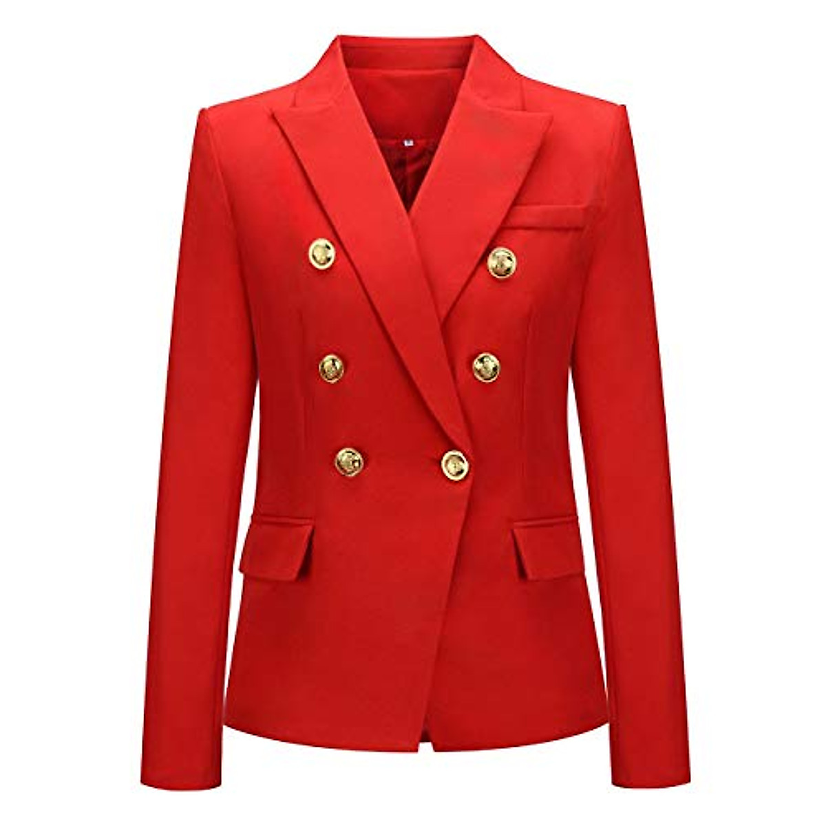 chouyatou Women's Vintage Double Breasted Slim Fit Dress Suit Blazer Jacket (Large, Red)