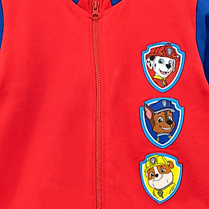 Paw Patrol Jacket | Jackets for Boys | Chase Rubble Marshall | Kids Zip Up Sweater Size 8 Red