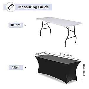 KSK 6FT Stretch Spandex Table Cover, Wrinkle Resistant Washable Fitted Table Cloths for Parties, Banquet, Wedding and Festival.(Black,6FT)