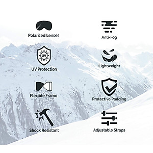 LeWave Unisex Snow Sports Goggles with Adjustable Straps, Beige, UV Protection, Polarized Lenses, Windproof, Flexible Frame, Compatible with Helmets