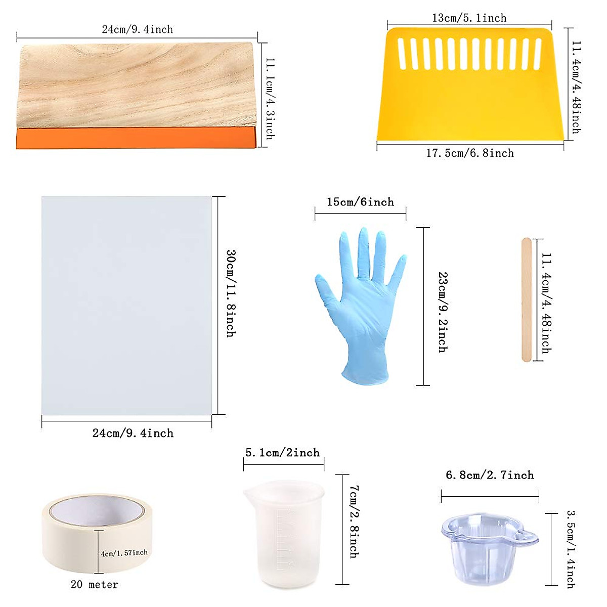 Pllieay 42 Pieces Screen Printing Kit with Instructions, Include 2 Pieces Wood Silk Screen Printing Frames, 5 Colors Fine Glitter, Screen Printing Squeegee, and Waterproof Transparency Films