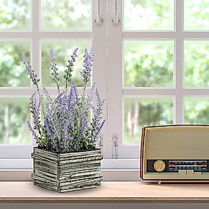 DILATATA Lavender Flowers Artificial Lavender Decor Fake Lavender Plant in Rustic Metal Pot Faux Plants in Pots for Home Bathroom Table Centerpieces Wedding Decor Potted Lavender Flower Purple Decor