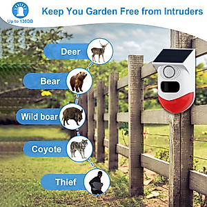 ChunHee Solar Motion Sensor Outdoor Alarm,Adjustable Sensitivity Motion Activated Alarm,129db Sound Security Siren Light IP67 Waterproof and 4 Mode for Home,Farm,Barn,Villa,Yard(2 Pack)