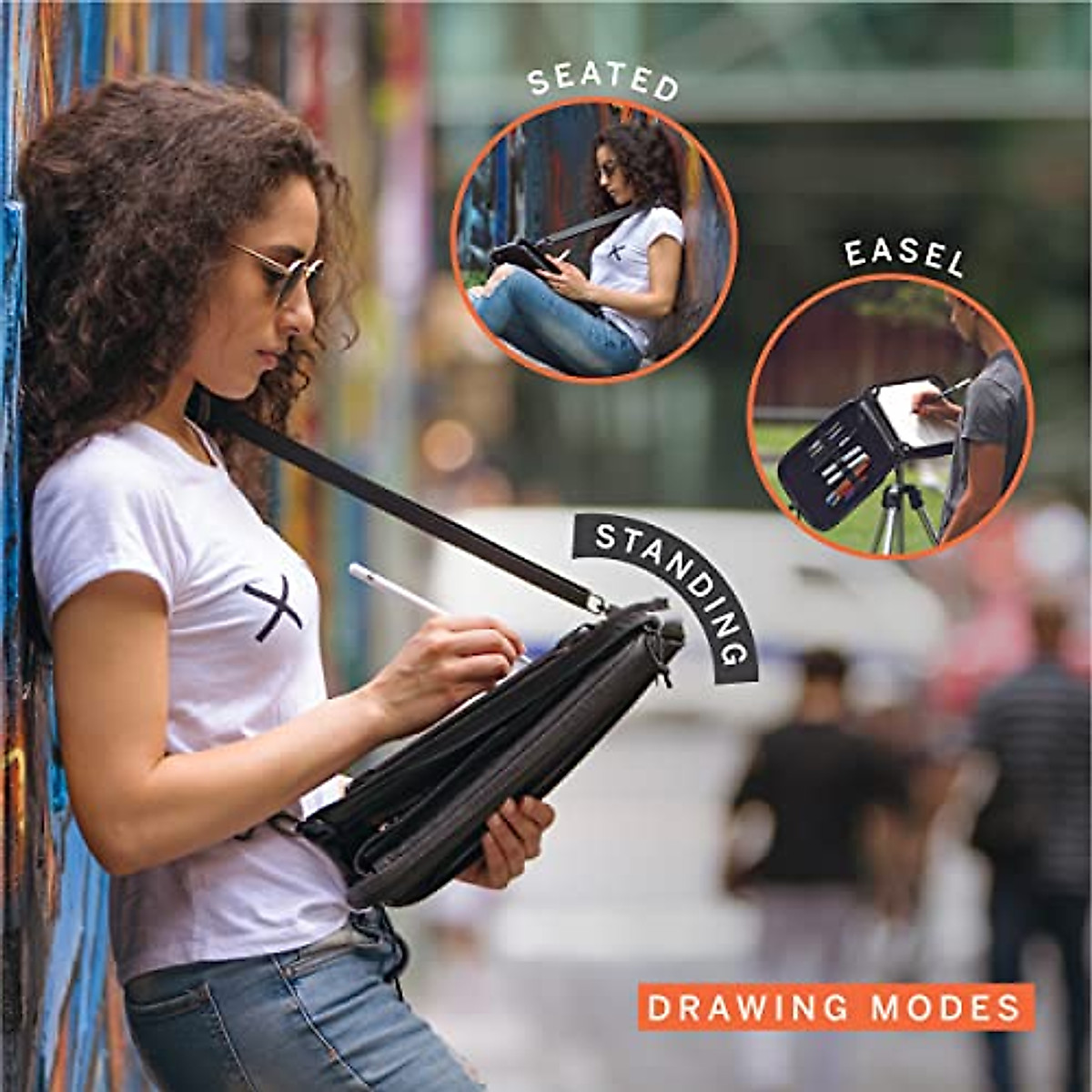 ETCHR Slate Satchel - 2 in 1 Art Travel Case and Small Messenger Bag for Essential Art Supplies - Multipurpose Weatherproof Travel Portfolio for Adults and Teens - Tripod Mountable Portfolio Bag