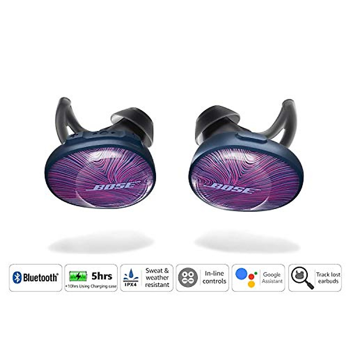 Bose SoundSport Free, True Wireless Earbuds, (Sweatproof Bluetooth Headphones for Workouts and Sports), Ultraviolet with Midnight Blue (Renewed)