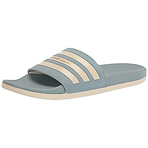 adidas Unisex Adilette Comfort Slide Sandal, Magic Grey/Wonder White/Gold Metallic, 13 US Women