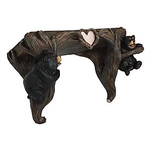 Ebros Whimsical Climbing Black Bears by Tree Branches with Heart Shaped Center Arch Wall Hanging Floating Shelf 13.5" Wide Rustic Bear Family Decorative Cabin Lodge Country Mountain Western Homes