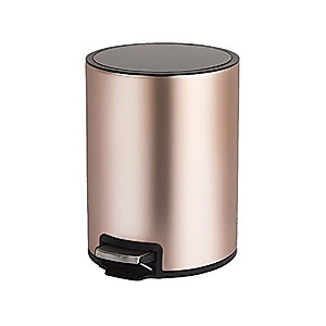 DYPASA Garbage Can 8L Foot-Operated Trash Can with Lid Large Capacity Stainless Steel Trash Can for Living Room Toilet Kitchen Trash Bin (Color : Gold)
