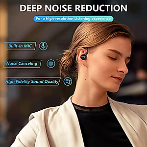 JAKPAK Bluetooth Earpiece for iPhone 13 Pro Max Wireless Bluetooth Headset V5.2, Driving Earpiece with Mic for Driving/Business/Office, Hands-Free Earphones for Galaxy S22 Ultra (Only for Right Ear)