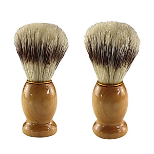 Iconikal Wood Handled Badger Hair Shaving Brush, 2-Pack Aeorsol-Free Shaving Cream