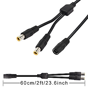 GINTOOYUN DC7909 Y Splitter Adapter Cable 14AWG DC 8mm 1 Female to 2 Male Power Cord for Portable Power Station, Solar Panel, Solar Power Bank,etc(60CM 2FT) Black
