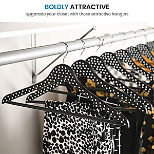 ZOBER High-Grade Wooden Suit Hangers Pants Hangers (10 Pack) Smooth Solid Wood Pants Hangers with Durable Adjustable Metal Clips, 360° Swivel Hook, Shoulder Notches for Dress Coat, Jacket, Blouse