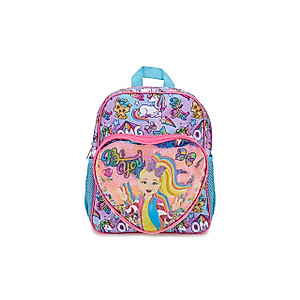 AI ACCESSORY INNOVATIONS Jojo Siwa Mini Backpack PURSE for Girls, Confetti Heart Shaped Pocket, Unicorn Print, 12” Bookbag w/Adjustable Straps