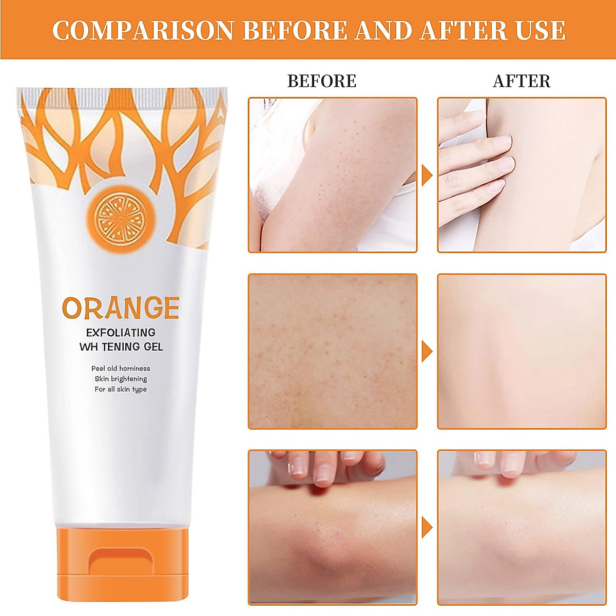 Orange Exfoliating Gel Scrub Face Body Skin,Natural Orange Peeling Gel Face Scrub,Deep Cleansing Moisturizing Facial Exfoliator 50g (2PCS)