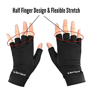 RiptGear Compression Gloves for Women and Men for Arthritis (Pair) - Women's and Mens Gloves for Hand Pain - Compression Gloves Men and Women - Golf Bowling Cycling Tennis (X-Large)