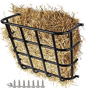 ICITYWALL Hay Feeder Goat, 24.4 x 20.8 x 12.6 Multiple Sided Goat Hay Rack, Heavy Duty Galvanized Metal Wall Hay Rack for Sheep Horses, etc(Black)