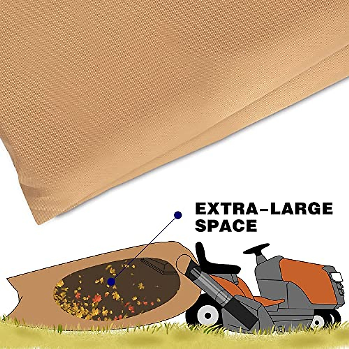 HVIVIANTOR Lawn Tractor Leaf Bag Wear-Resistant Oversized, Suitable for All Lawn Tractor Garden Lawn Pool Leaf Collection Ride-On Lawnmowers 54 Cubic Foot Standard Leaf Bag Khaki