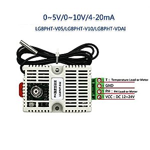 Jieotwice PH Temperature Transmitter Detection Sensor Module RS485/4-20mA/0-10V/0-5V Output with Electrode (0-10V)