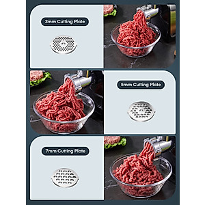 Electric Meat Grinder, Sausage Stuffer with 3 Sausage Tubes, 2 Blades, 3 Plates, 2000W Max, Meat Grinder Heavy Duty for Home Kitchen Use, Stainless Steel (Black)