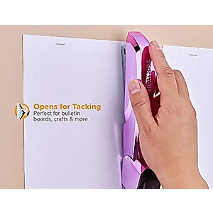 Bostitch Office Ascend 3 in 1 Stapler, Integrated Remover, 420 Staples Included, 20 Sheet Capacity, Lightweight, Full Strip, Metallic Purple