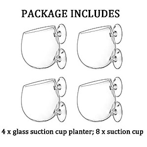 Suction Cup Planter, 4Pcs Magnetic Suction Cup Window Aquarium, Glass Vase Plant Pots Decorations Fish Tank for Aquascape Aquarium