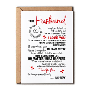 KrysDesigns To My Husband I Love You Card. Romantic Card For Husband. Wife To Husband Quote Card. Birthday Husband Card - Happy Birthday Husband Card 5 x 7 inches