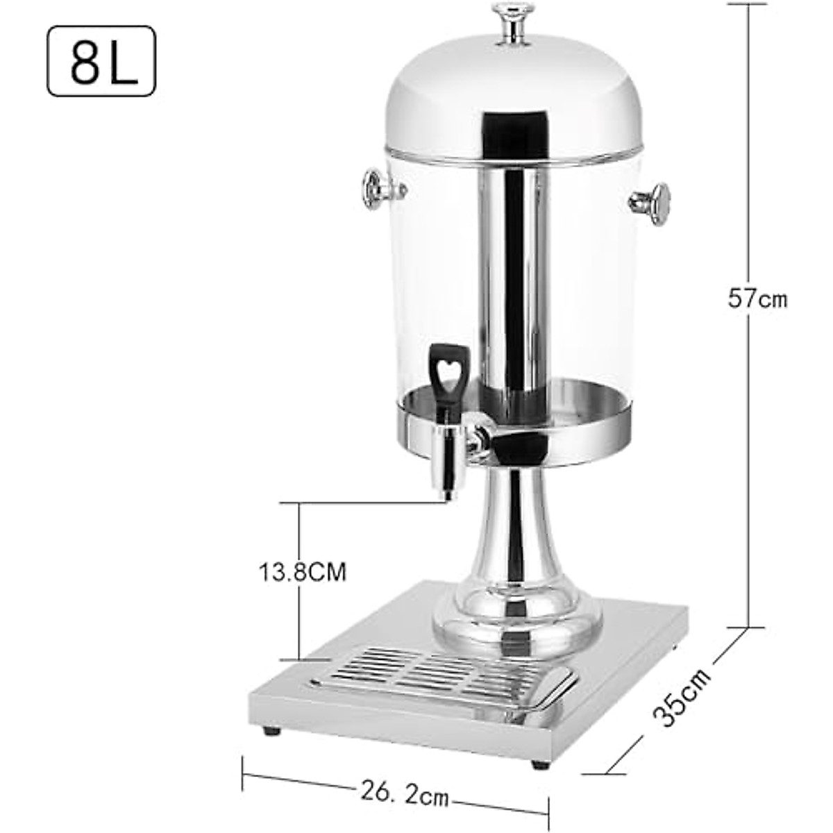 Dual Beverage Dispenser, Stainless Steel Single Beverage Dispenser with Centre Ice Core and Drip Tray, PC Beverage Dispenser for Cold Drinks Parties Buffet Catering(8L)