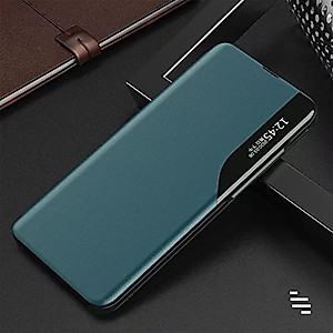 YukeTop Cover for Oppo Reno2 Case, with Stand, Clear Window + Leather + PC, Flip Cover, Cover Protection for Oppo Reno2.(Green)