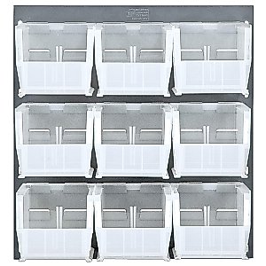 Quantum Storage Systems QLP-1819-230-9CL Gray Louvered Panels Complete Package with Bins, 18" L x 19" H, Clear