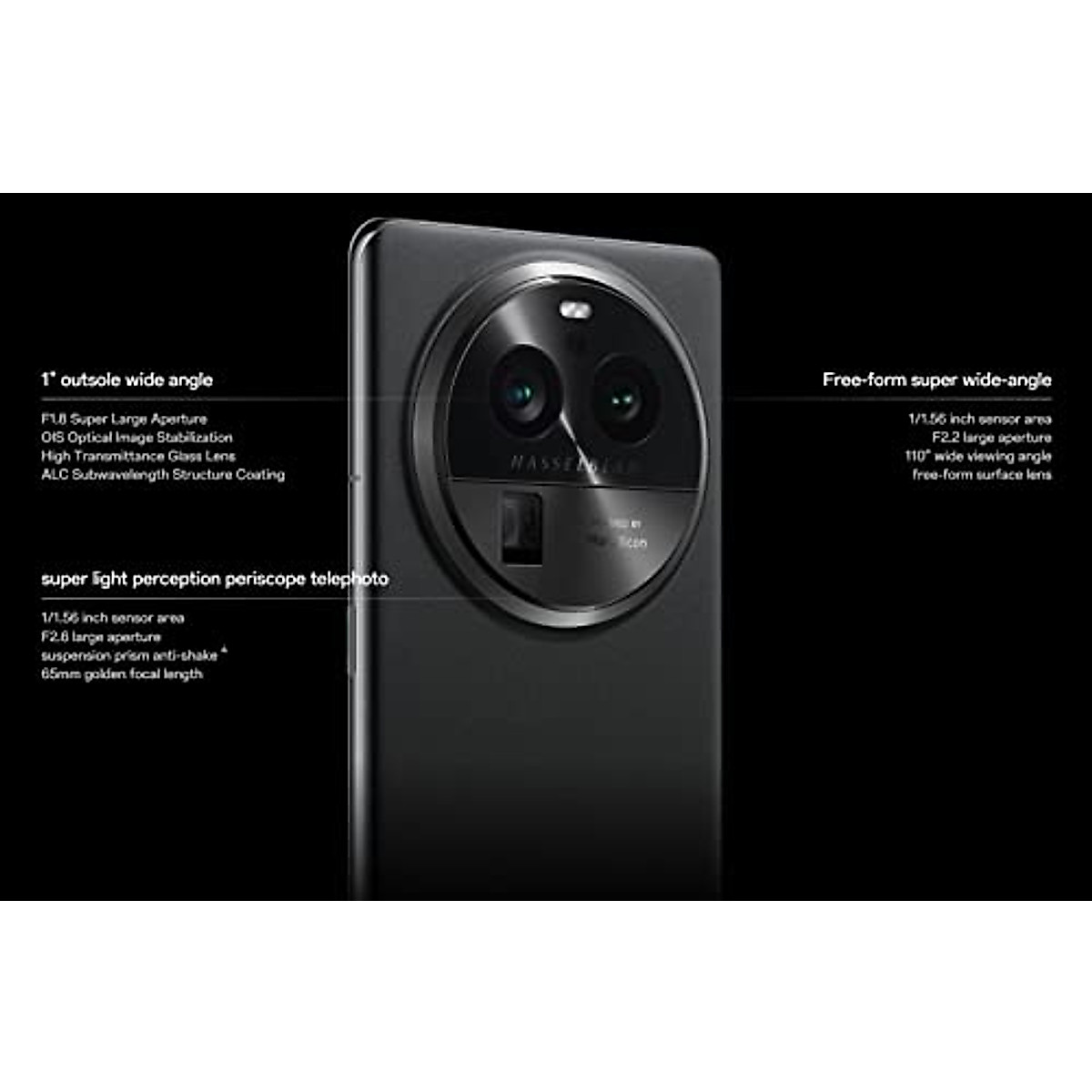 Original Oppo Find X6 Pro 16G+512GB 5G Mobile Phone Snapdragon 8 Gen2 6.82' 120Hz Screen IP68 100W Charge 1" in Outsole Wide Angle 5000mAh NFC Global Warranty by-（CTM Global Store） (Black (AG Glass))