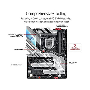 Asus ROG Strix Z590-A Gaming WiFi II LGA1200(Intel 11th/10thGen)ATX WhiteScheme Gaming Motherboard (14+2PowerStages,DDR4 5133,WiFi6 AX201,Intel2.5Gb LAN,Thunderbolt4,3x M.2/NVMe SSD, AURARGB lighting)