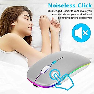 UrbanX 2.4GHz & Bluetooth Mouse, Rechargeable Wireless Mouse for Huawei nova 6 5G Bluetooth Wireless Mouse for Laptop/PC/Mac/Computer/Tablet/Android RGB LED Sky Blue
