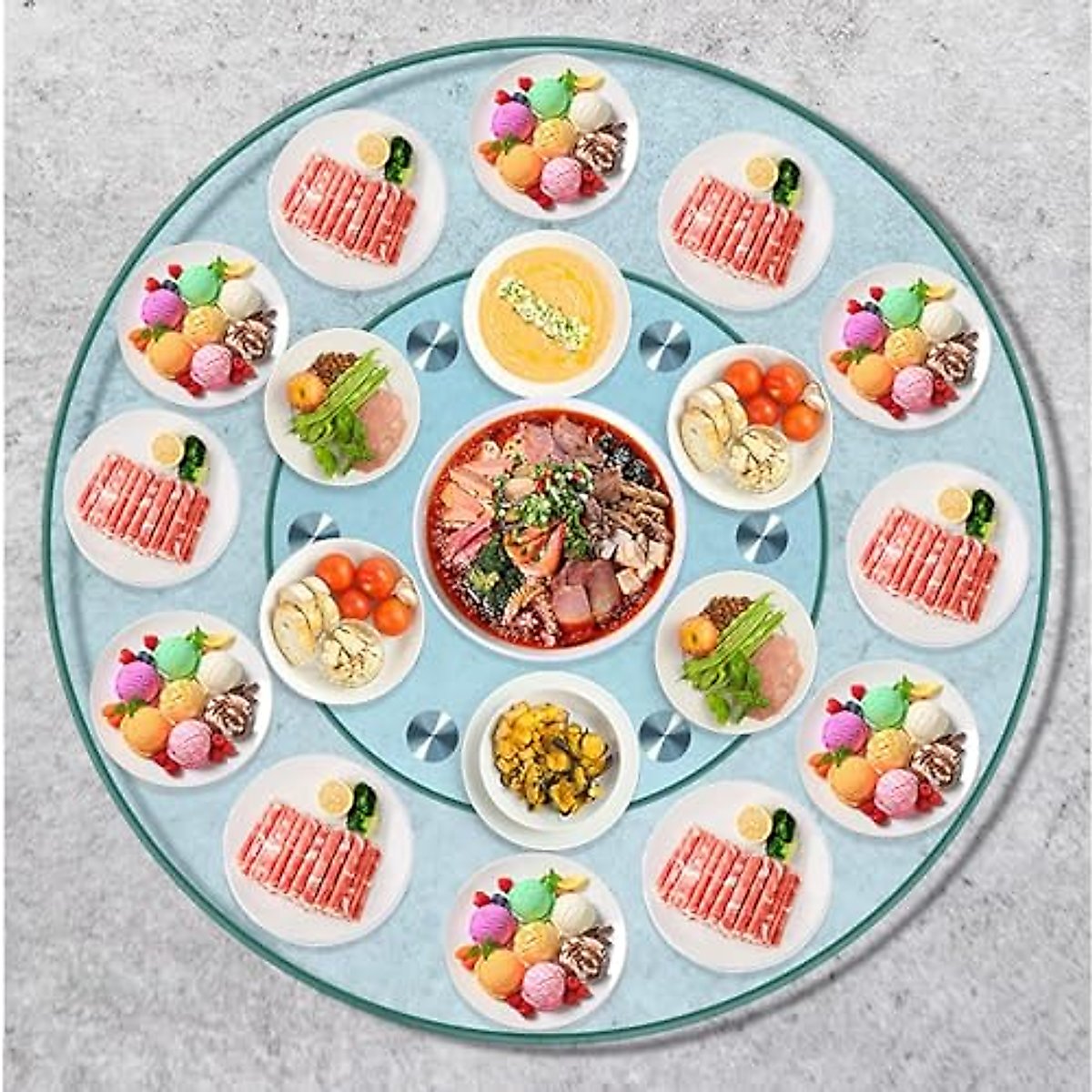 CLSQLXYJZC Dining Table Top Serving Plate, 12mm Thick Round Glass Turntable Lazy Susan, 360° Smooth Rotating Serving Plate, for Large Tabletop Serving Plate (Color : Clear, Size : 80cm (31.5inch))
