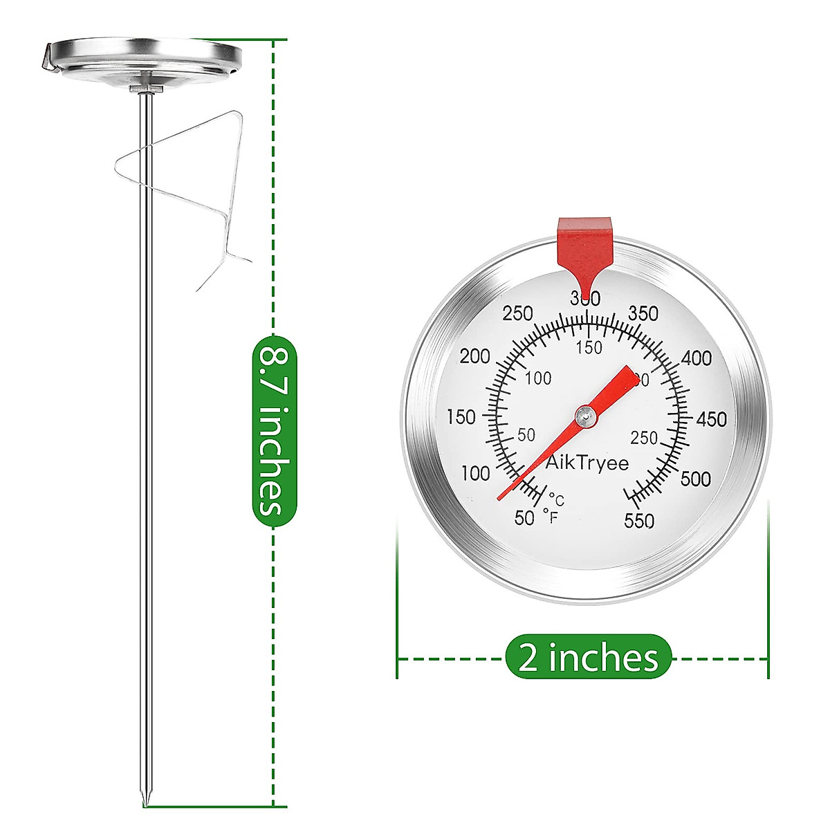 Instant Read Meat Thermometer Deep Fry Thermometer Oven Thermometer with Dial Thermometer（10-290℃/50-550℉） for Turkey BBQ Grill Oil by AikTryee
