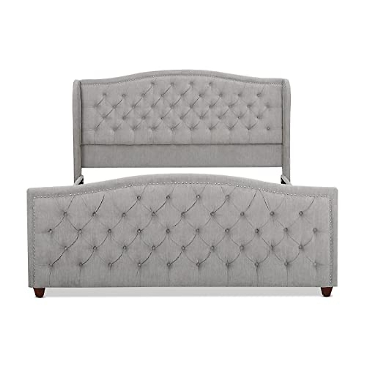 Jennifer Taylor Home Anastasia Upholstered Shelter Headboard Bed Set, California King, Silver Grey Polyester