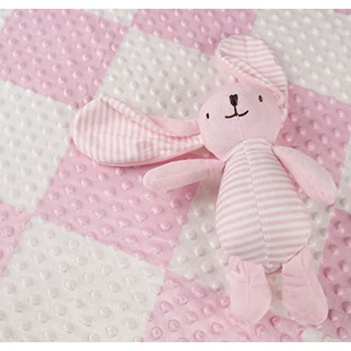 Newborn Blanket & Bunny Girl Gift Set, Ultra Soft and Cuddly, Pretty in Pink, Baby Plush Polka dot, (Pink) This Could be The Baby's Best Friend for a Lift time.